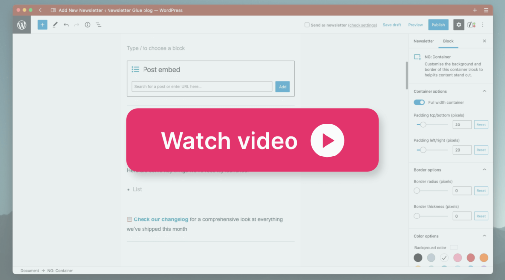 Newsletter Glue: WordPress newsletter plugin