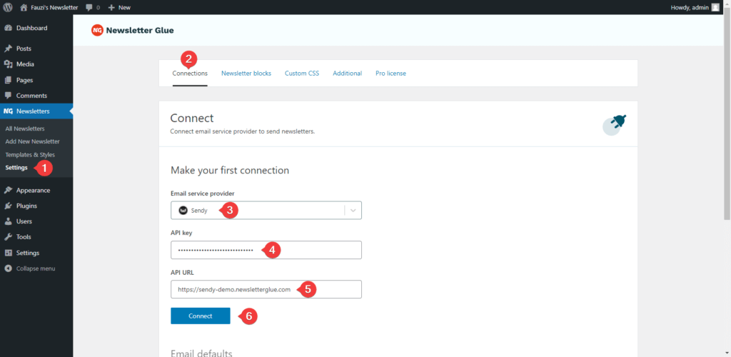 Sendy Integration with WordPress using Newsletter Glue Plugin