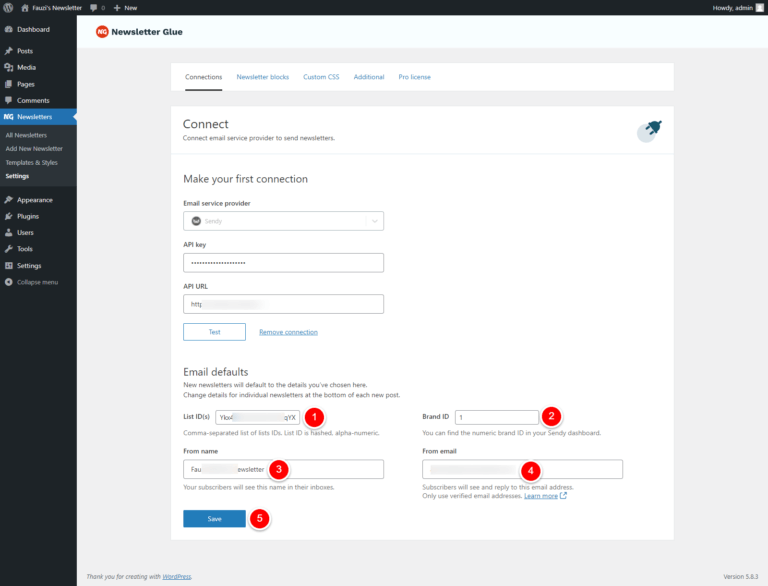 Sendy Integration with WordPress using Newsletter Glue Plugin